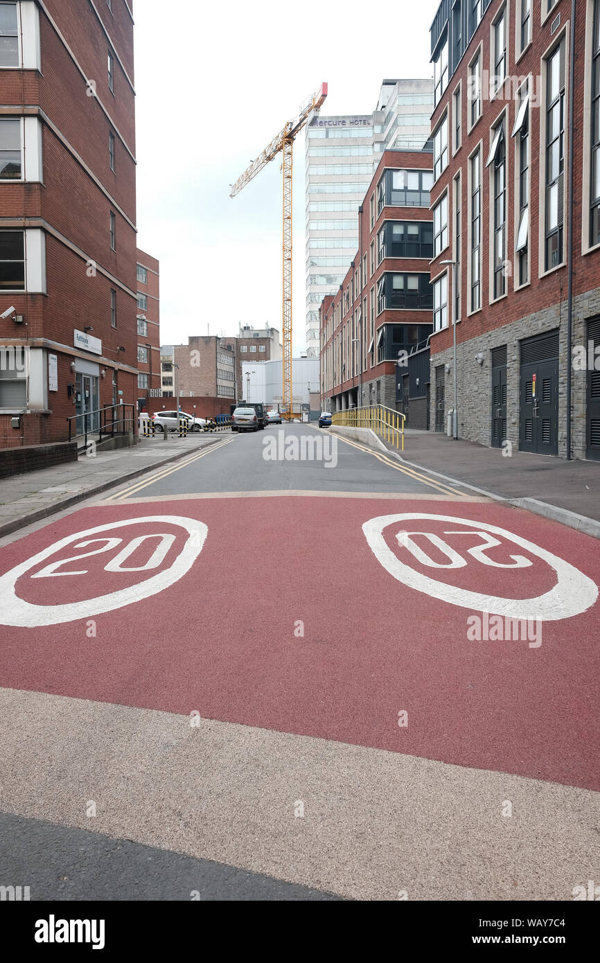 August 2019 - 20 mph painted road,sign markings, on a street Cardiff ...