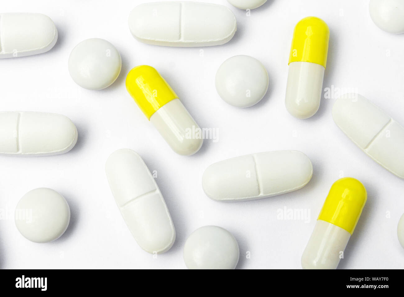 pills macro, tablets closeup on white Stock Photo - Alamy