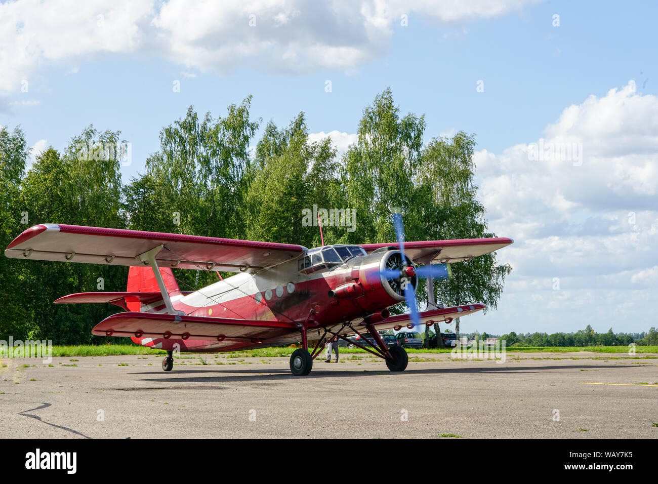 historical single engine airplane Antonov AN2, starting the engine ...