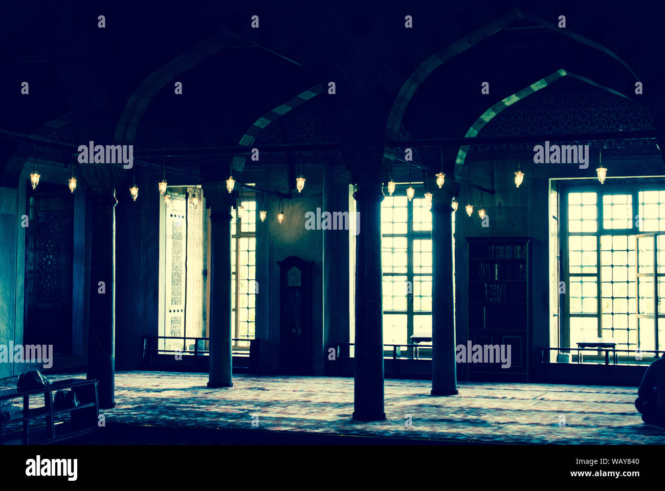 Interior of Ottoman style mosque with a huge pillars and arches Stock ...