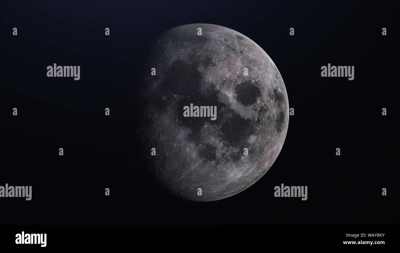 Realistic Moon, satellite planet Earth in deep space. 3d rendering ...