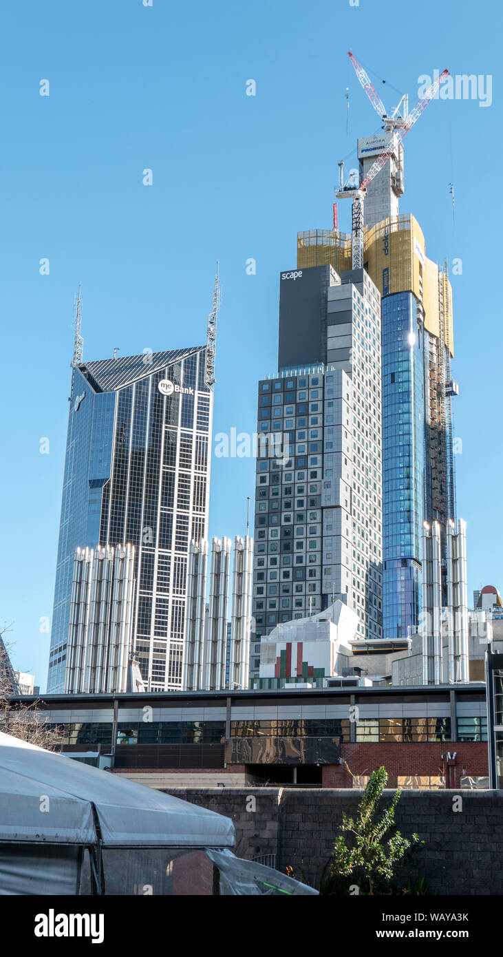 High rise construction Melbourne city centre Victoria Australia Stock ...