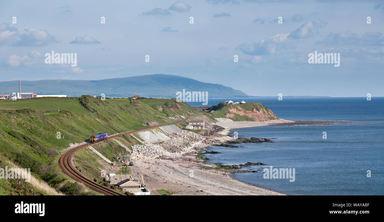 Northern Rail class 156 sprinter train on the coastal section of the ...