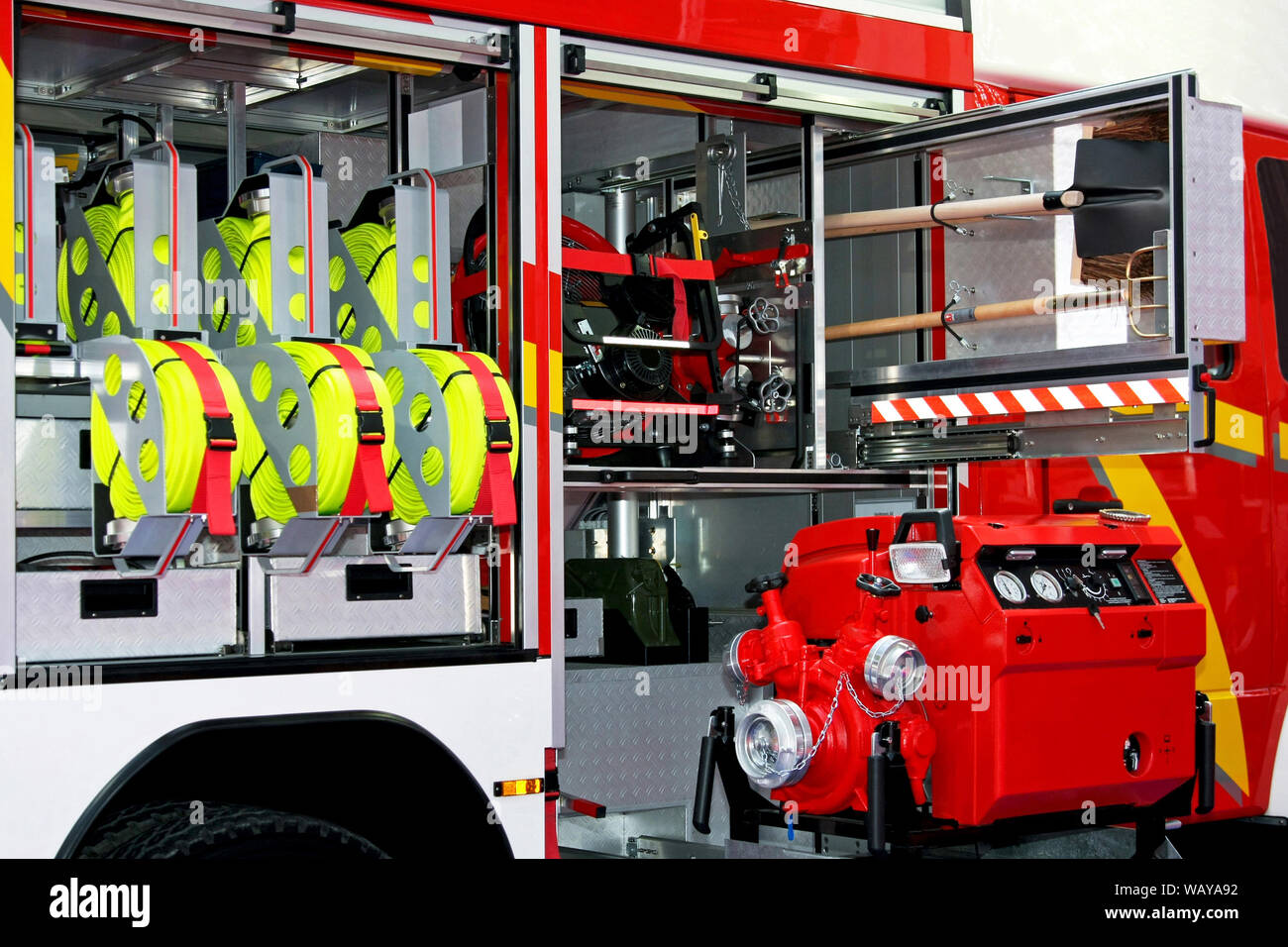 Fire engine truck with lot of rescue equipment Stock Photo - Alamy
