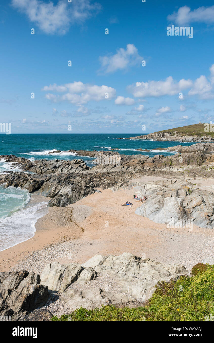 The secluded Little Fistral beach in Newquay in Cornwall Stock Photo ...
