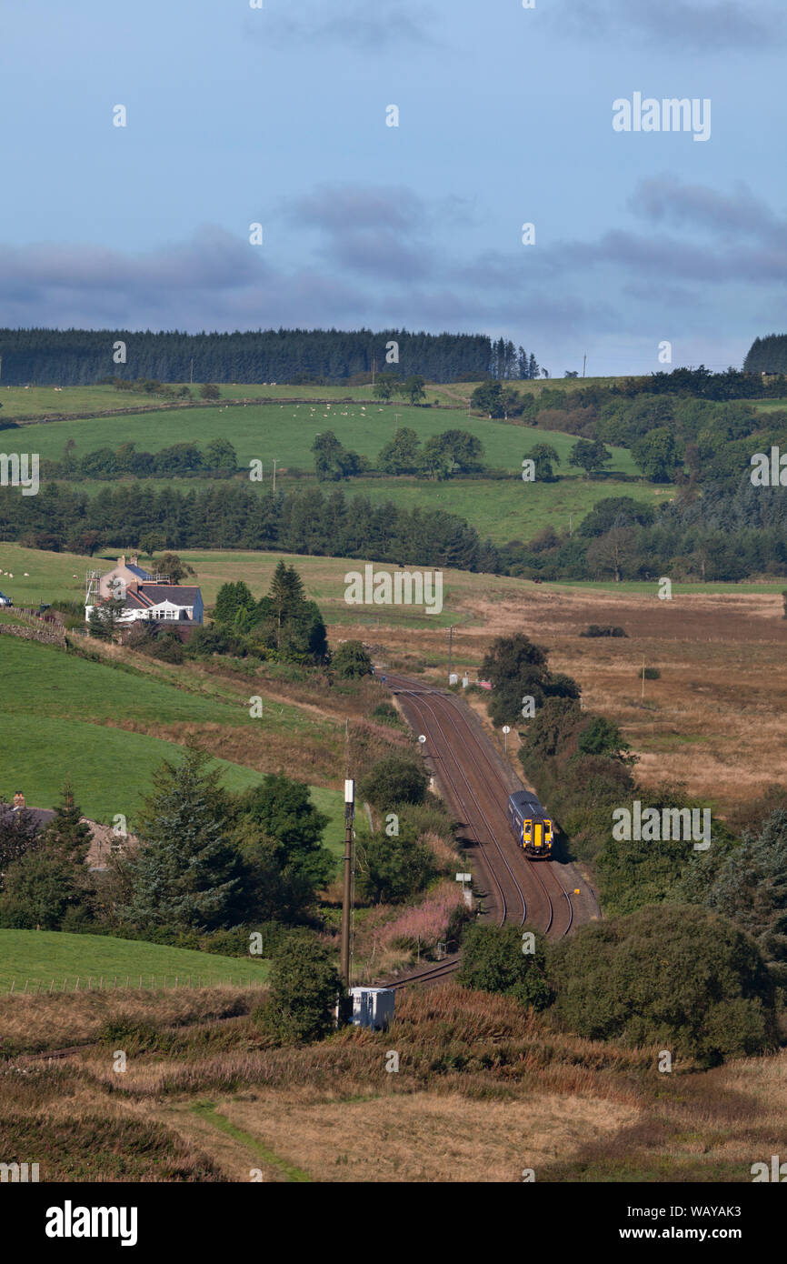 Sotrail class 156 sprinter train on the Tyne Valley line at Greenhead ...