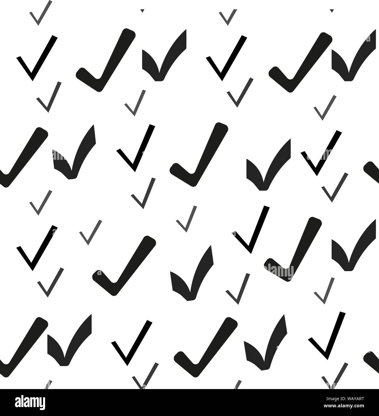 Check mark icon seamless pattern on white background. Tick symbol ...