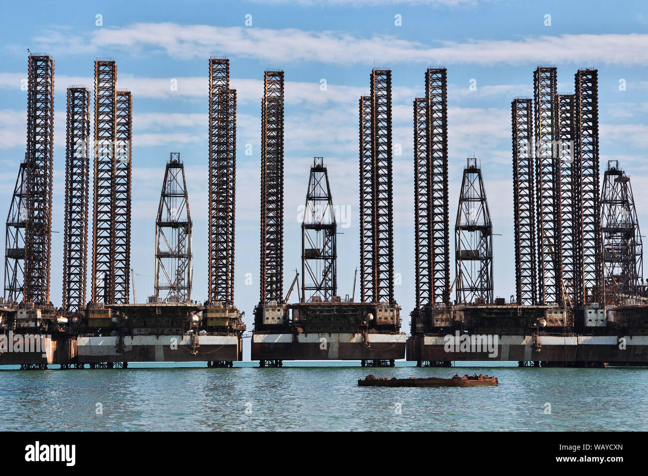 The oil rig in Azerbaijan, Caspian sea Stock Photo - Alamy