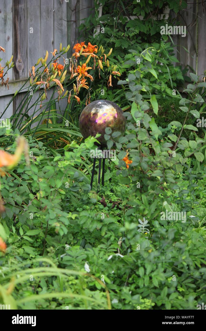 Glass ball garden decoration at the Bristol Renaissance Faire, feire ...