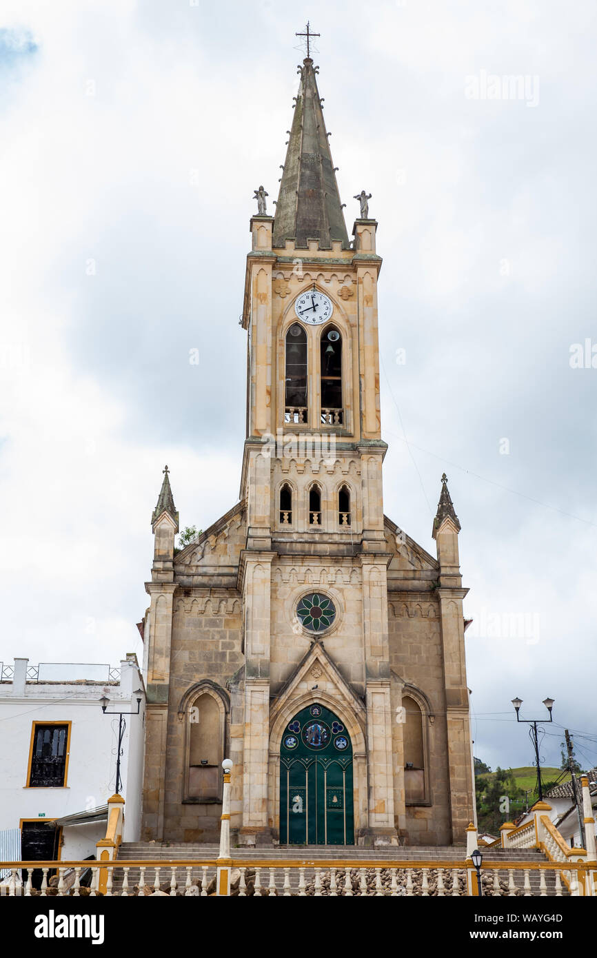 Our Lady of Chiquinquira church of Turmeque city in Colombia built on ...