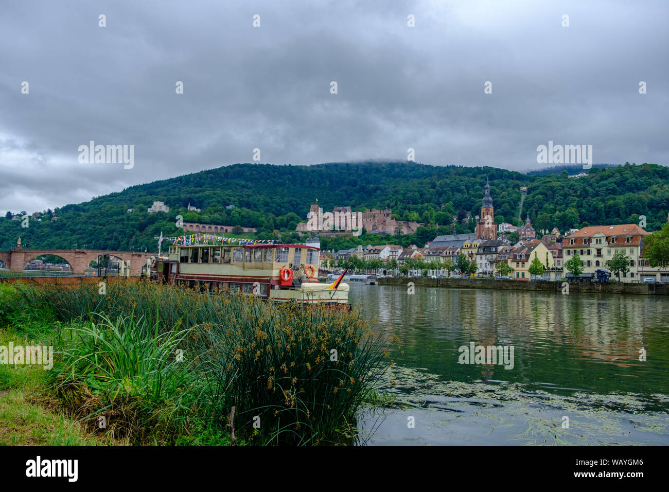 View of the beautiful medieval city of Heidelberg and river Neckar in ...