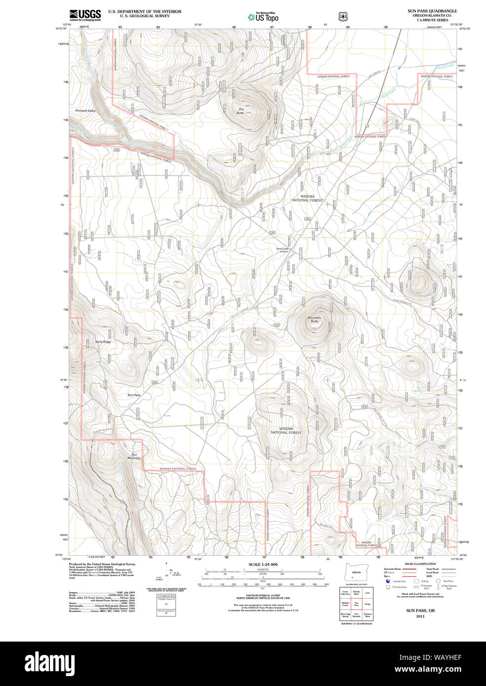 USGS Topo Map Oregon Sun Pass 20110719 TM Restoration Stock Photo - Alamy