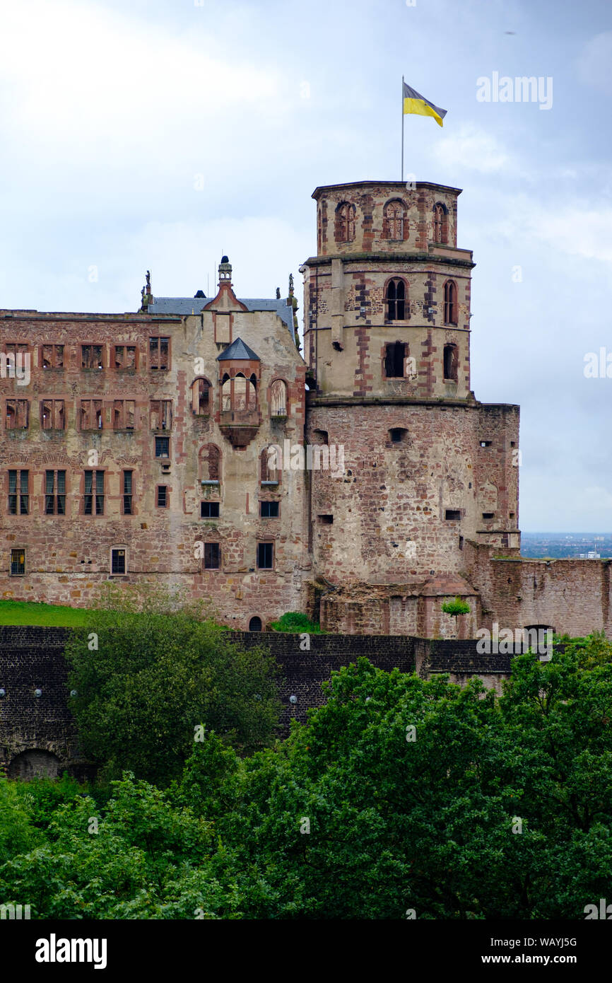 View of Heidelberg Palace at the beautiful medieval city of Heidelberg ...