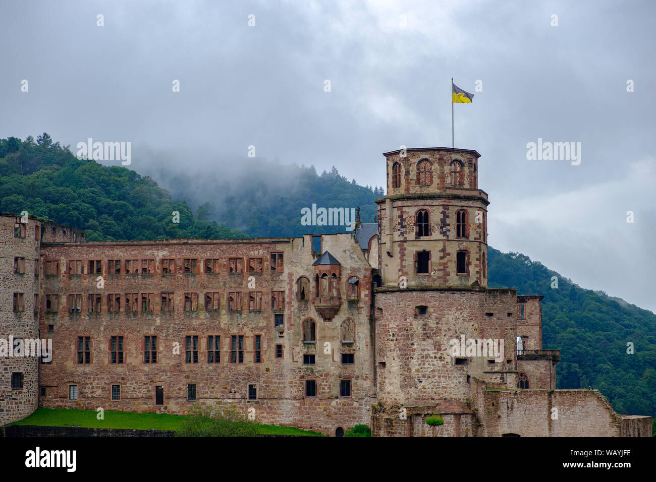 View of Heidelberg Palace at the beautiful medieval city of Heidelberg ...