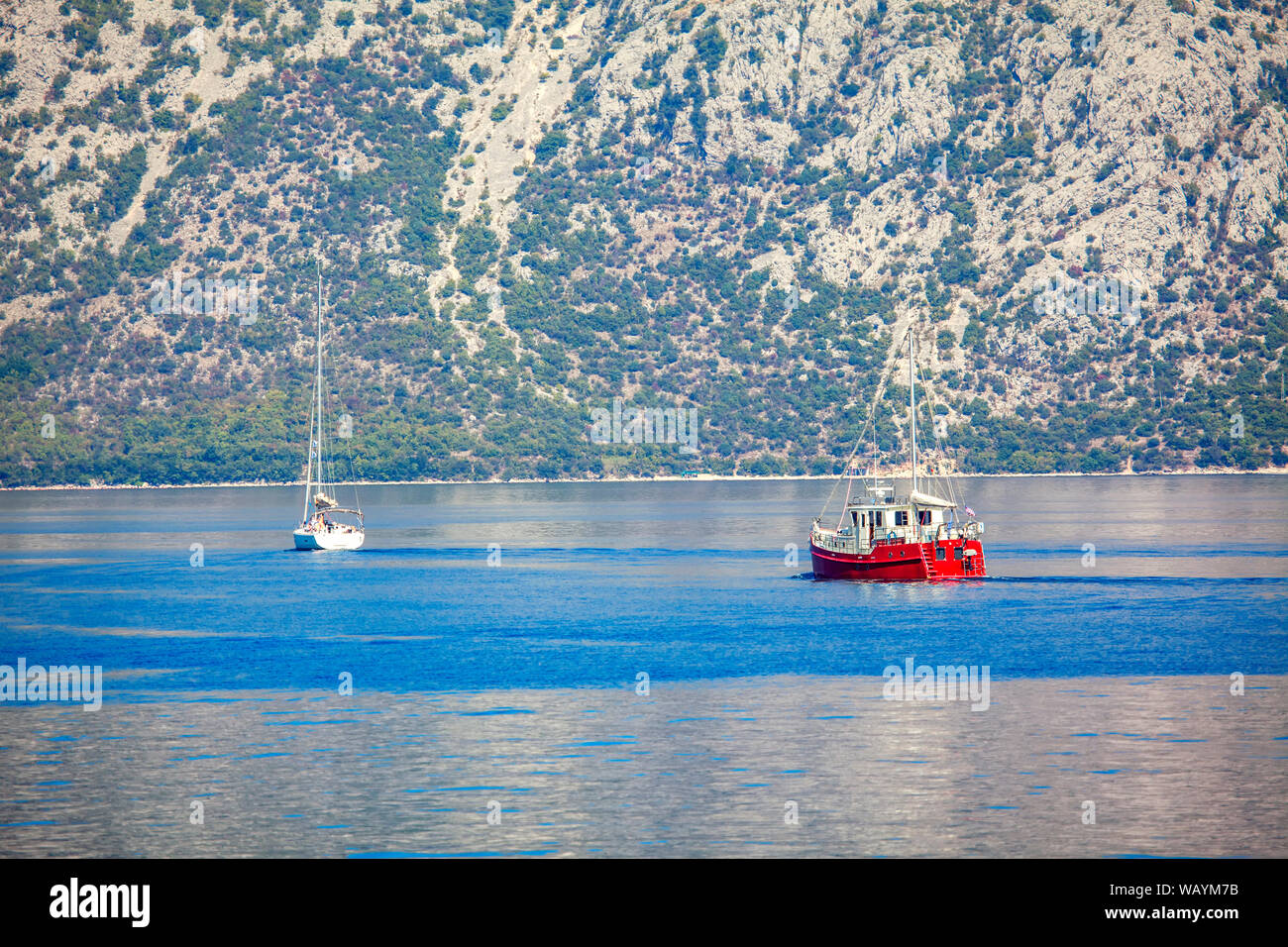 scenic image of bay with sail boats Stock Photo - Alamy