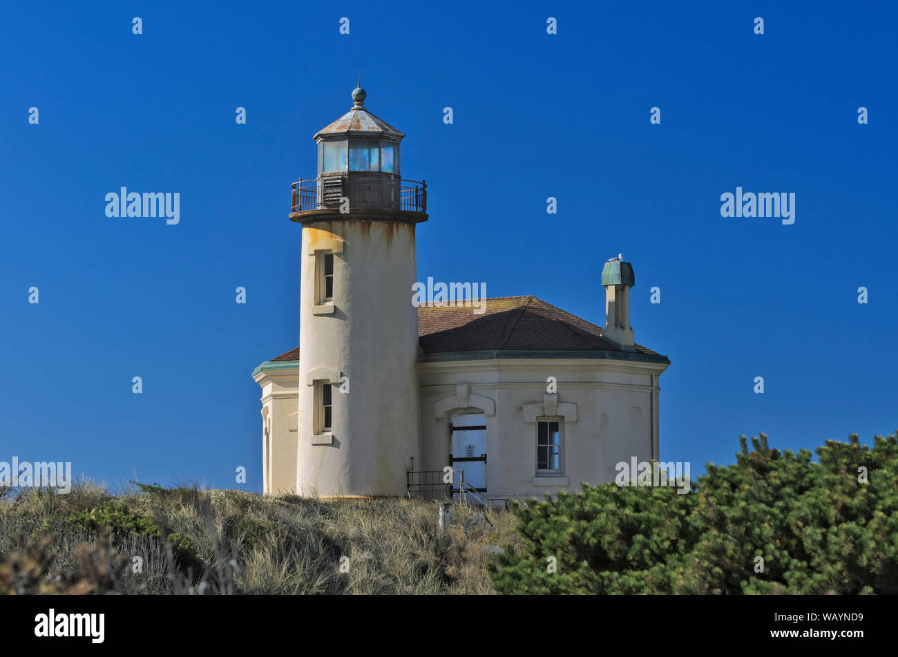 Bandon Lighthouse, at the mouth of the Coquille River in Bandon, Oregon ...