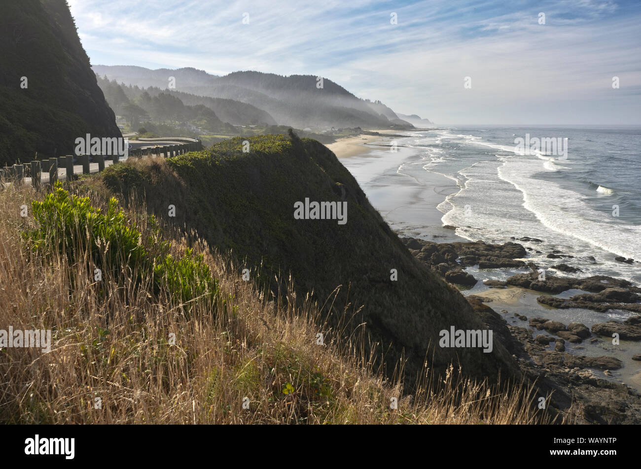 View from the Pacific Coast Scenic Byway (US 101), over the cliffs of ...