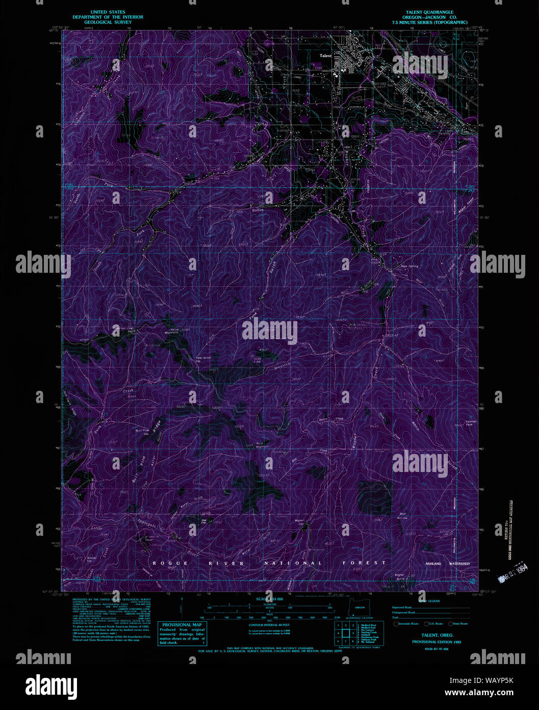 USGS Topo Map Oregon Talent 281743 1983 24000 Inverted Restoration ...