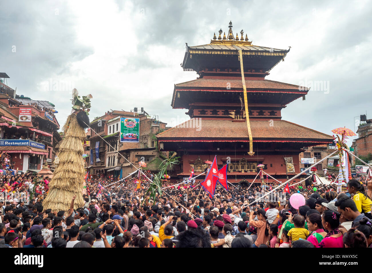 People gathered during the Festival.People celebrate Gai Jatra or cow ...