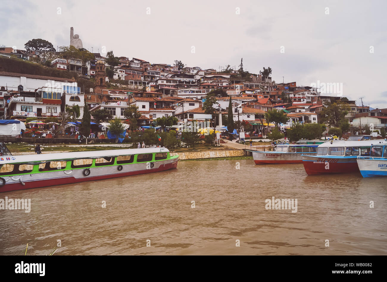 janitzio island view from the boats on the lake of patzcuaro in ...