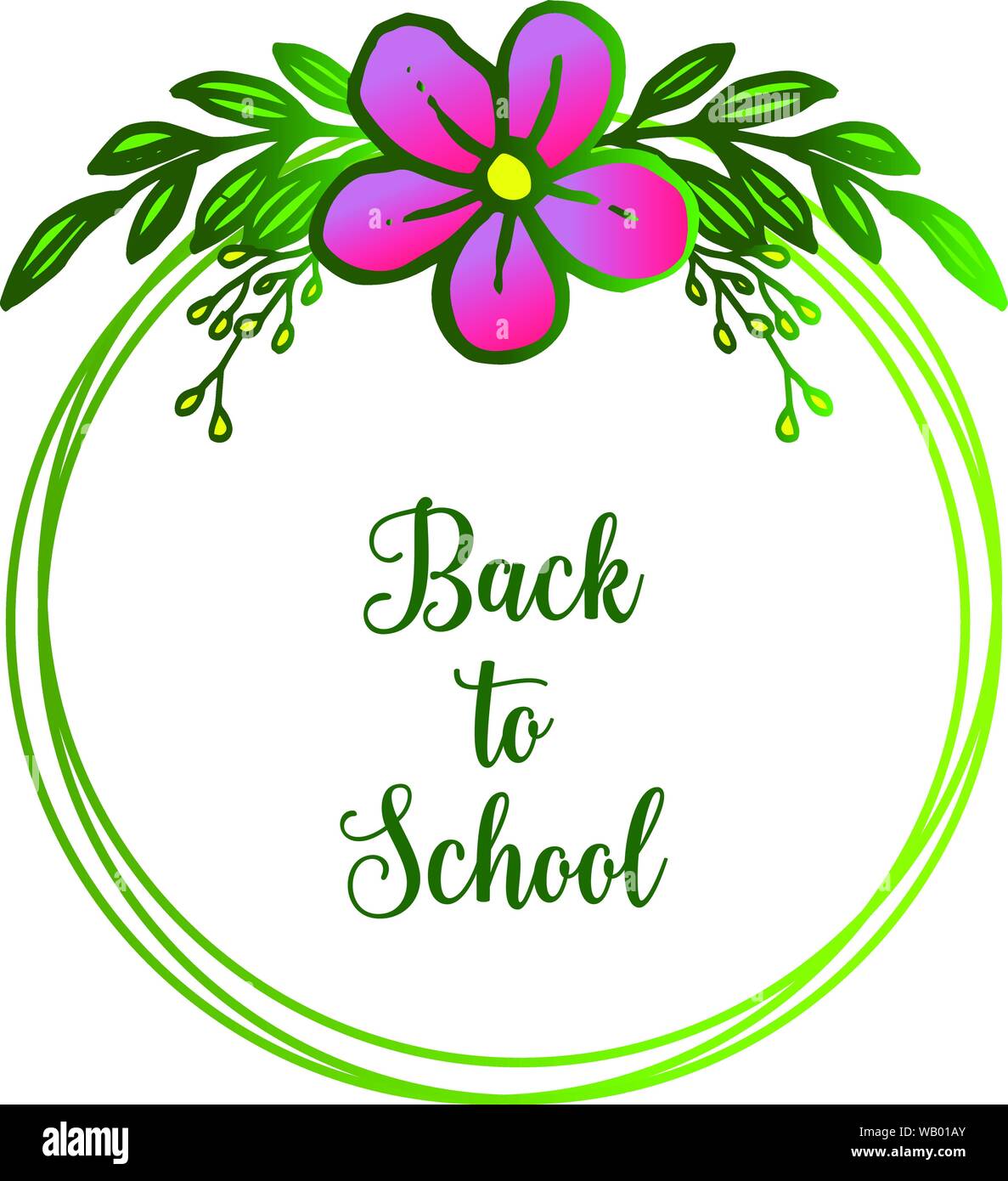 Decoration template of card back to school, with art of leaf flower ...