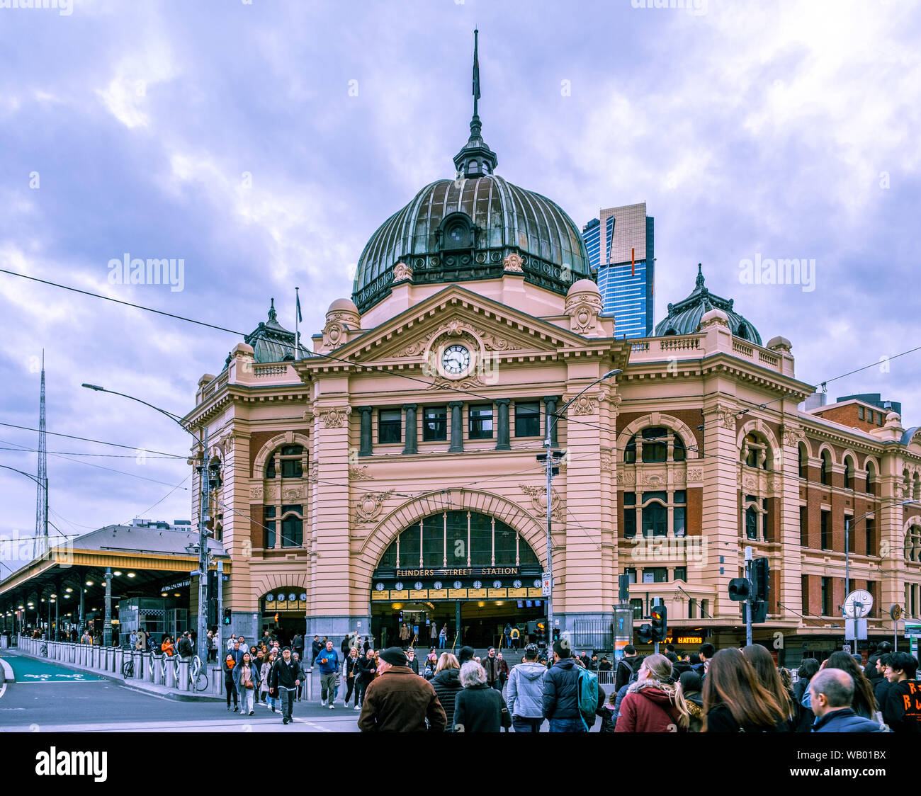 Melbourne, Australia - July 28, 2019: Crowd of people crossing busy ...