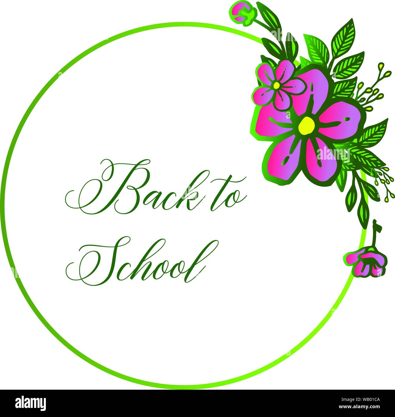 Decoration template of card back to school, with art of leaf flower ...