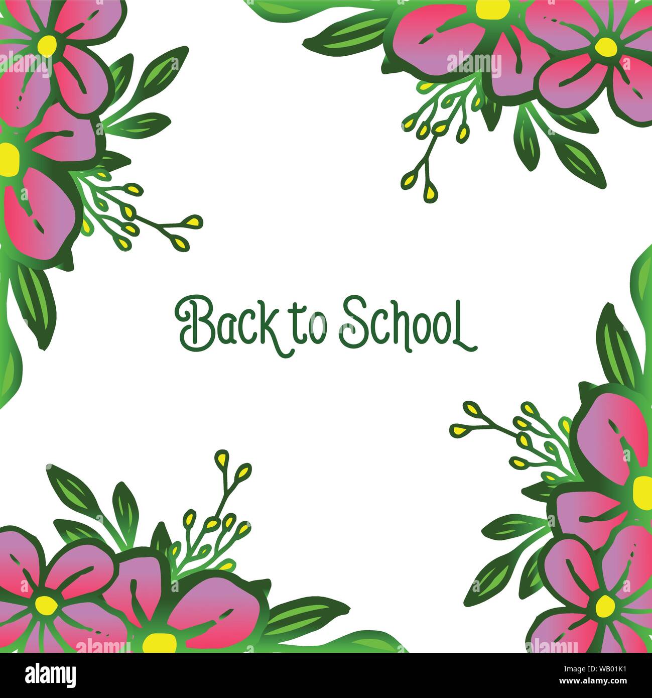 Banner back to school, with texture of leaf flower frame elegant ...