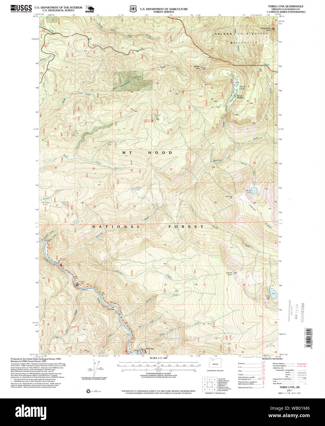 USGS Topo Map Oregon Three Lynx 281820 1997 24000 Restoration Stock ...
