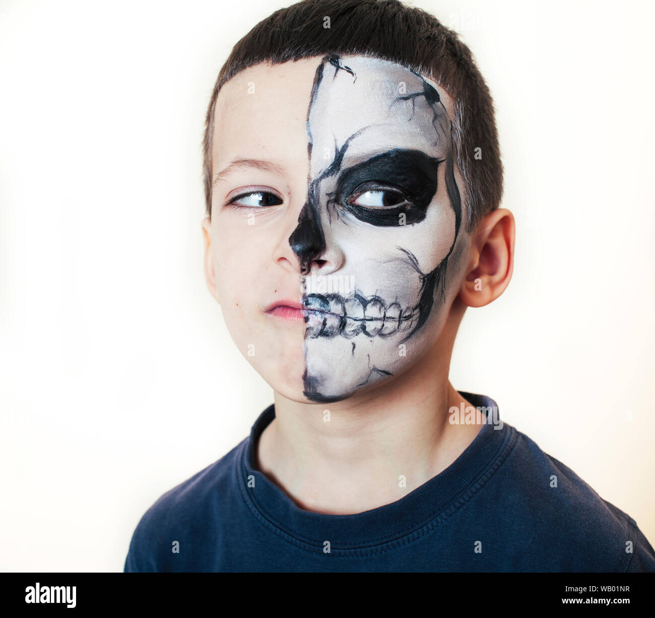 Half Skeleton Makeup Boy