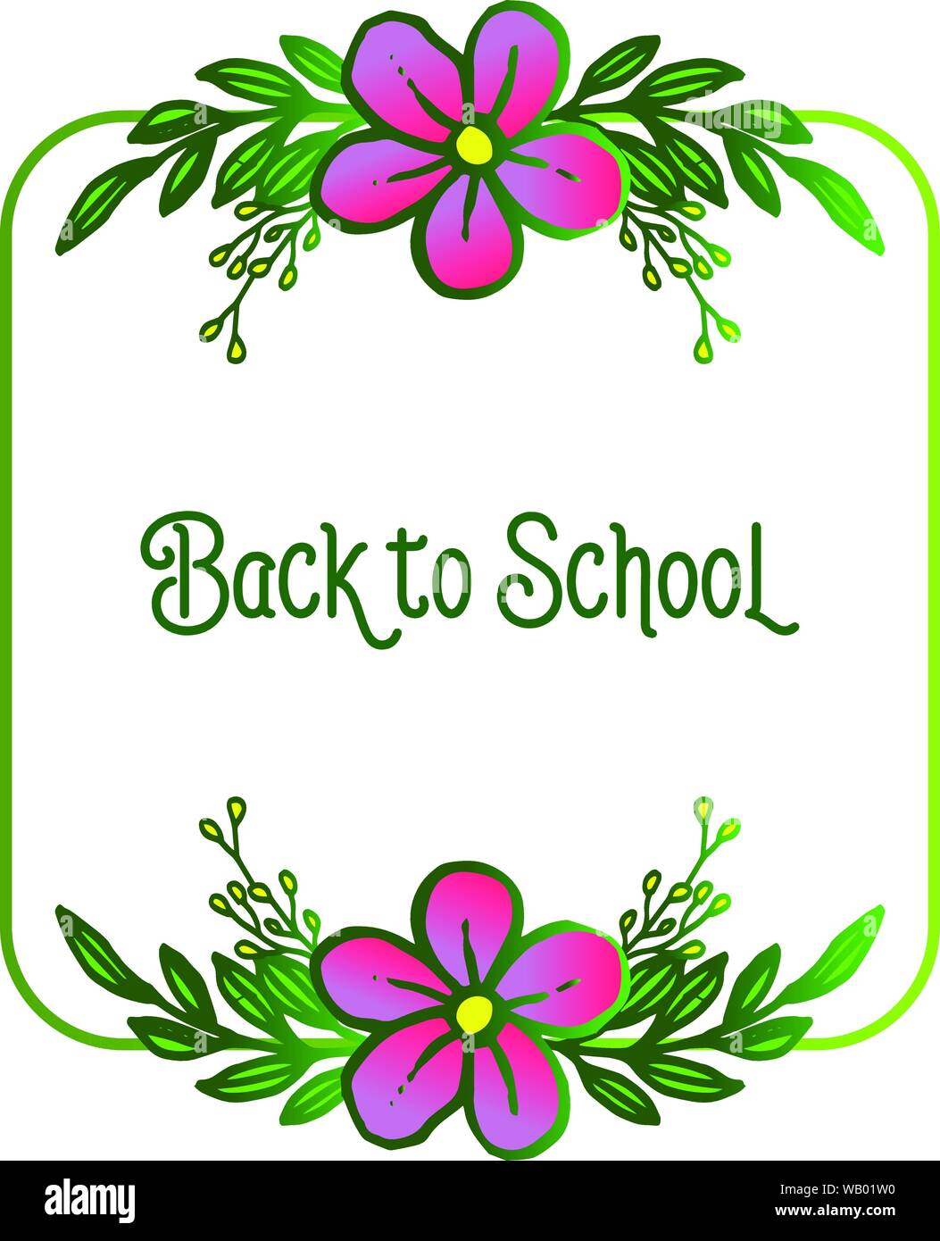 Drawing of various shape green leafy flower frame, for greeting card ...