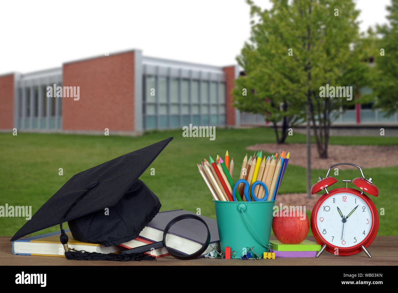 book and empty campus of college for education concept Stock Photo - Alamy