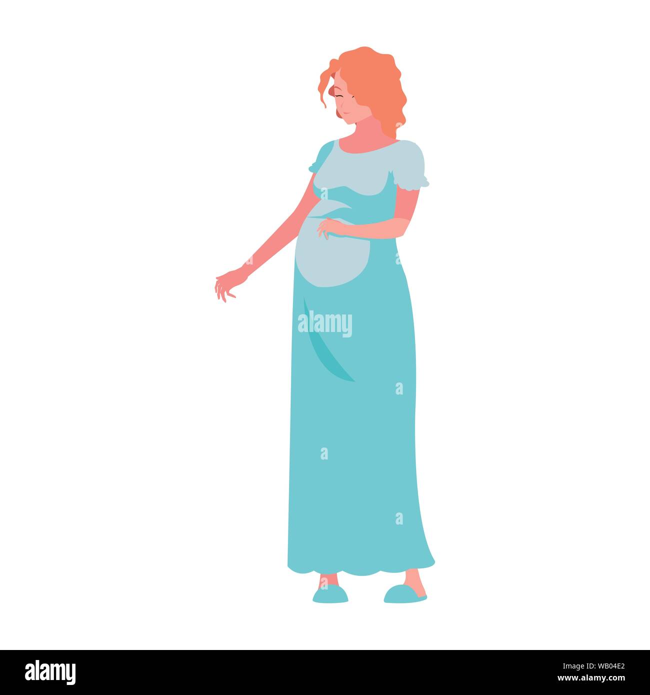 pregnant woman touching her belly - pregnancy and maternity vector ...