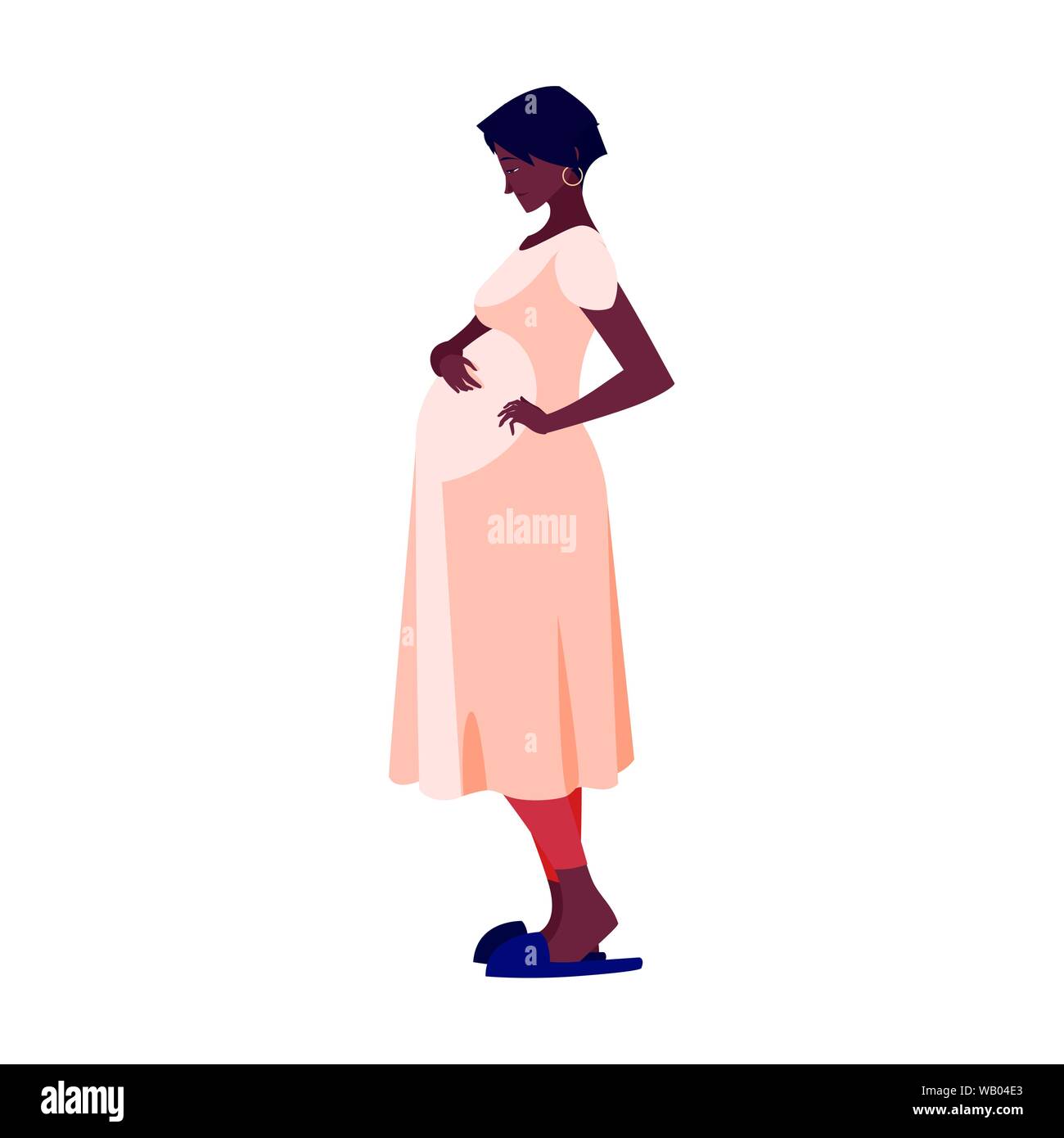 pregnant woman touching her belly - pregnancy and maternity vector ...