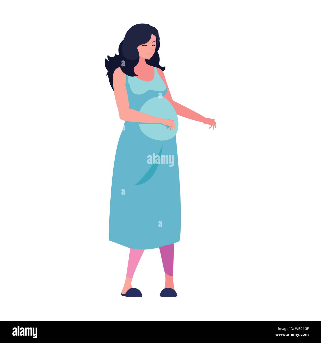 pregnant woman touching her belly - pregnancy and maternity vector ...
