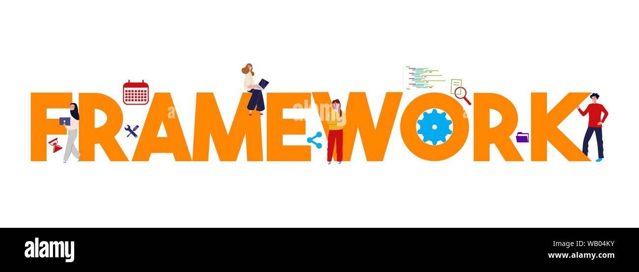 Framework technology web development software. Concept of engineering ...