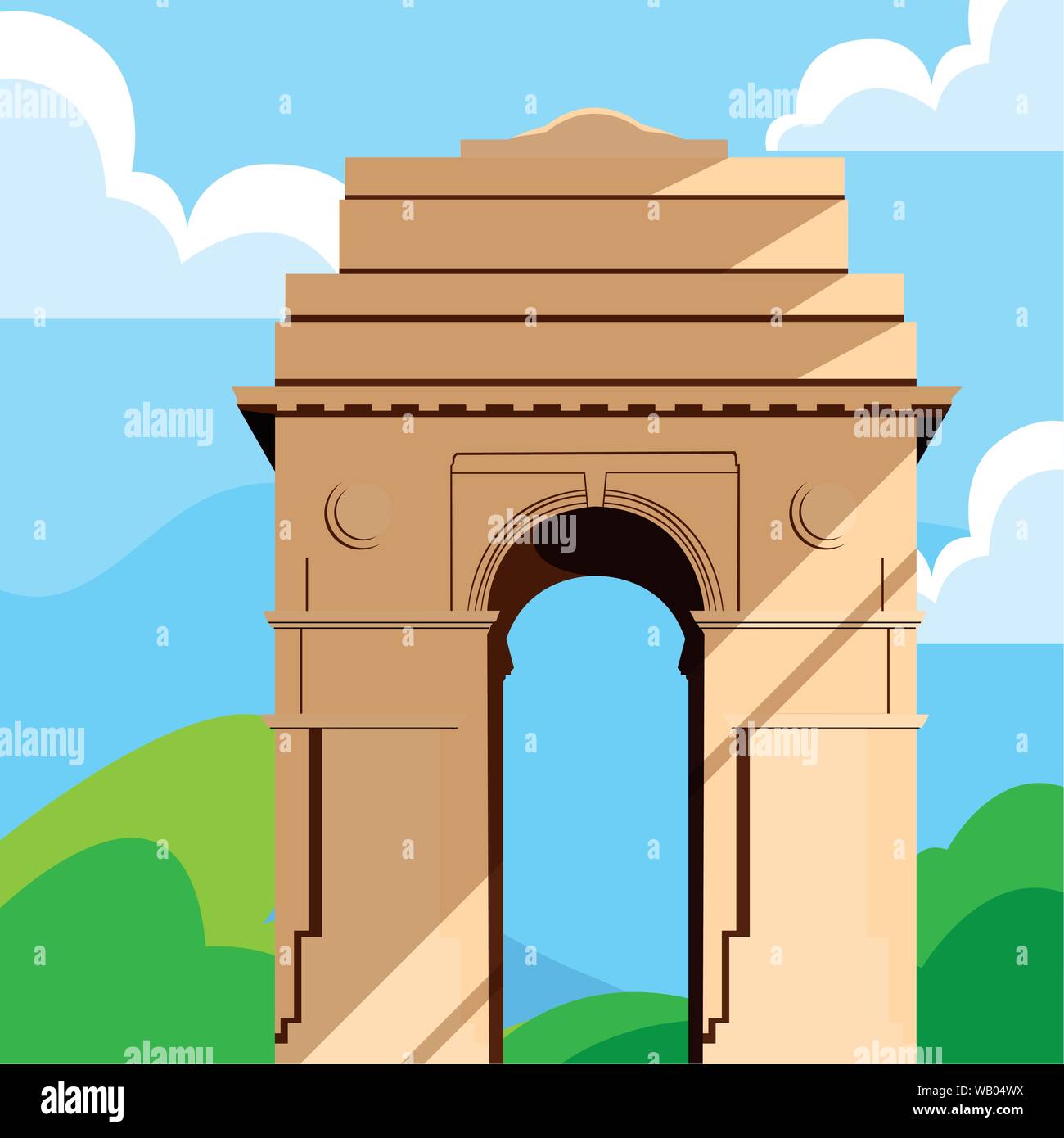 india independence day famous indian monument and landmark vector ...