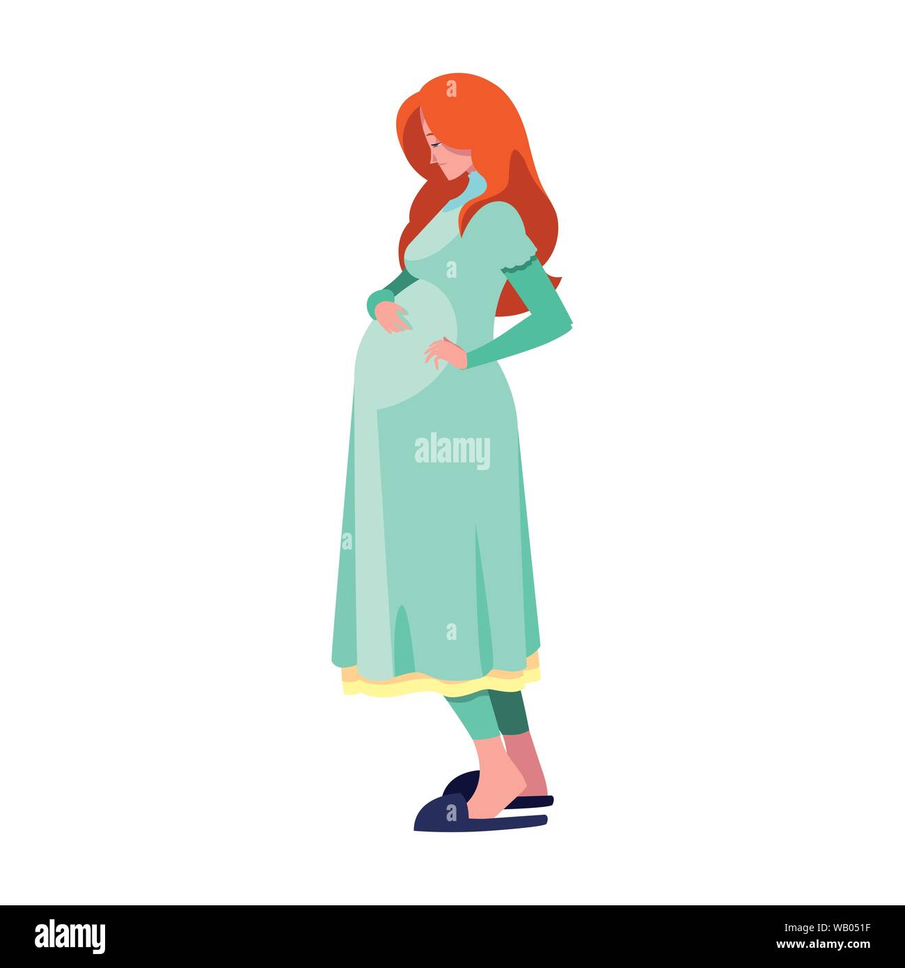 pregnant woman touching her belly - pregnancy and maternity vector ...