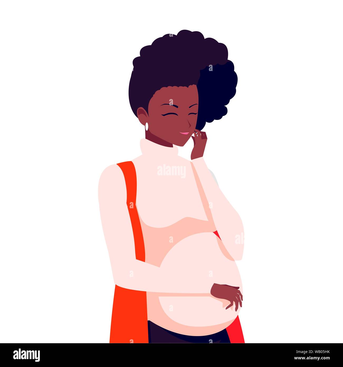 pregnant woman touching her belly - pregnancy and maternity vector ...