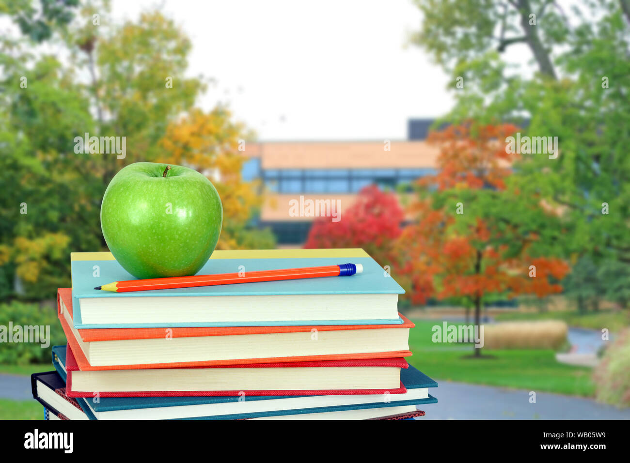 A scene of Fall in the campus of college for education concept Stock ...