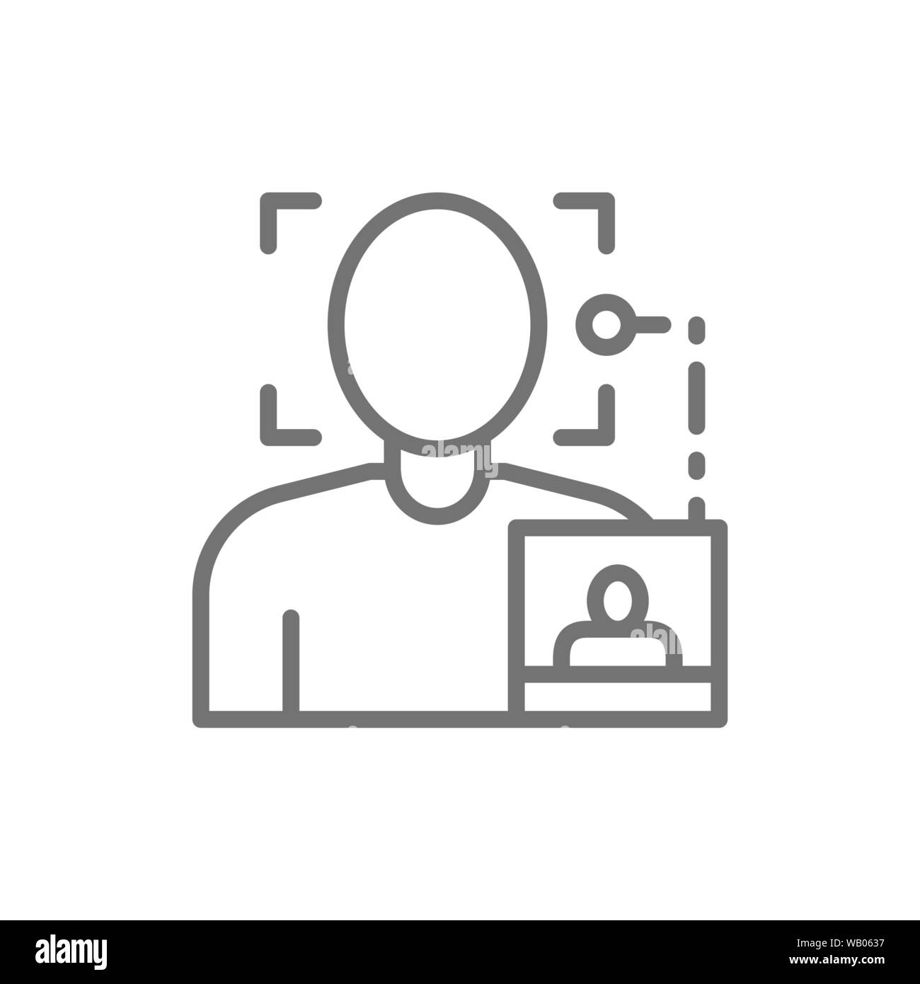 Face search by photo, biometric identification line icon Stock Vector ...