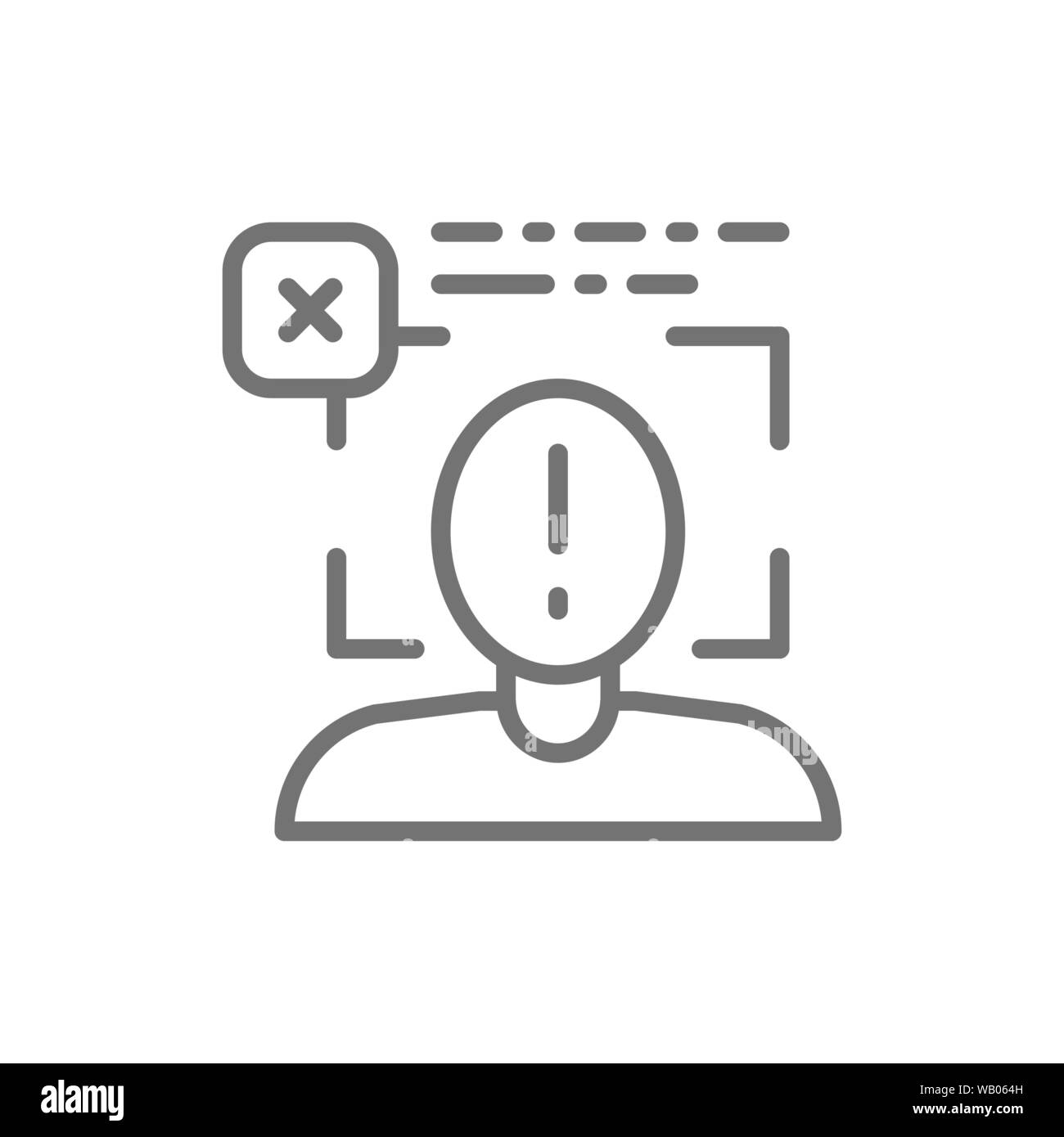 Face not identified, face not recognized line icon Stock Vector Image ...