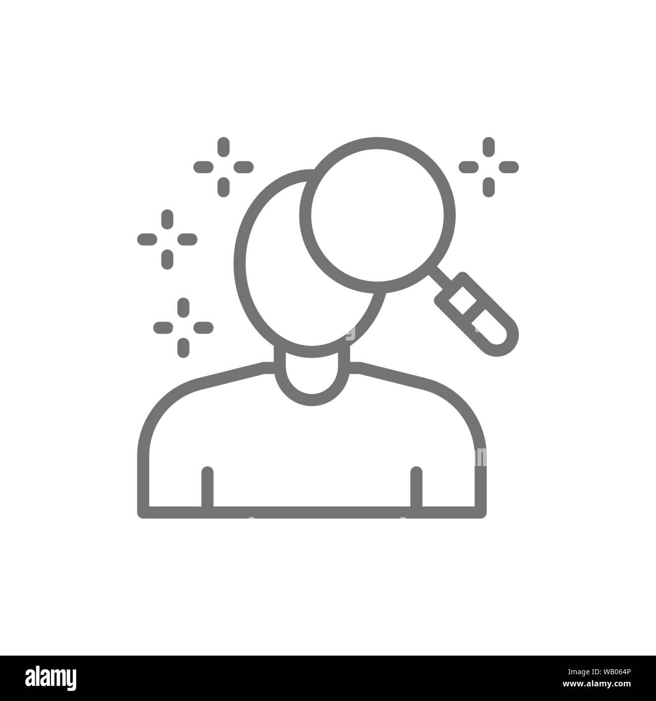 Person search, face verification line icon. Isolated on white ...