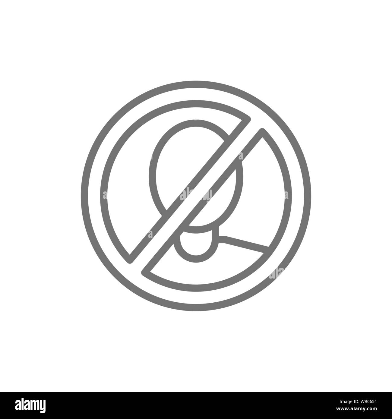 Forbidden sign with man face, no verification, no scanning line icon ...