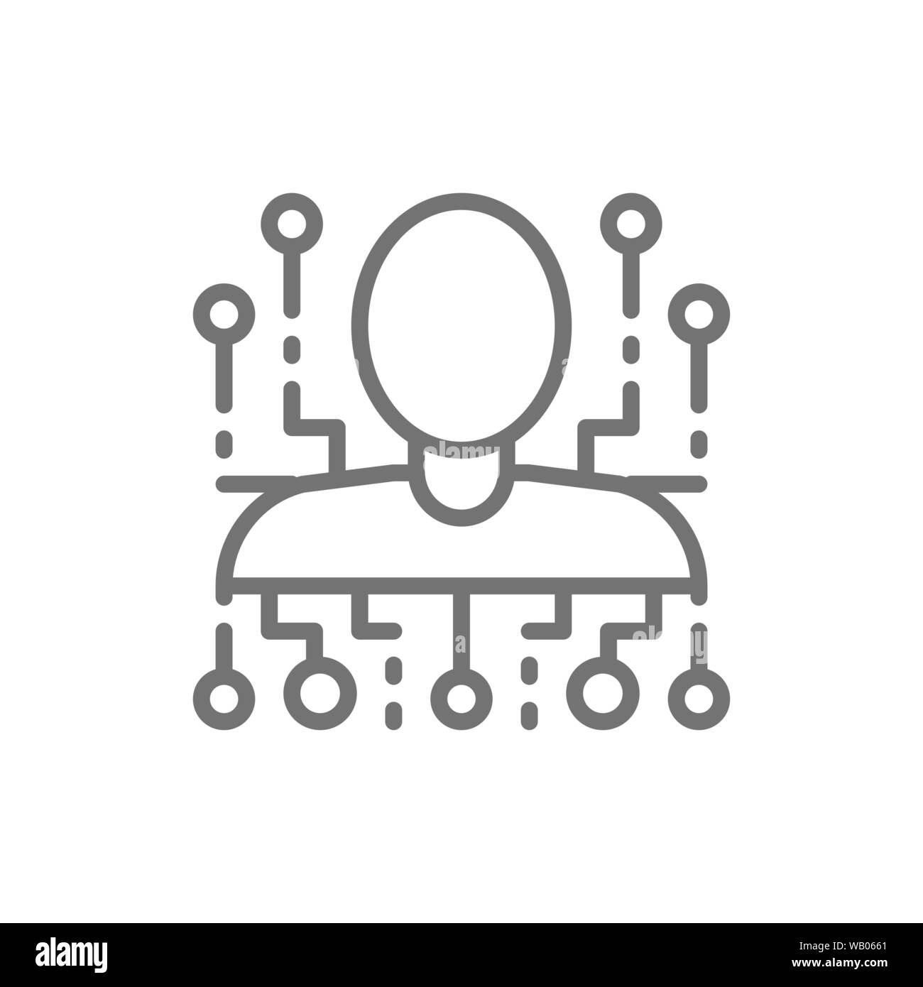Cyber person, robot, artificial intelligence line icon Stock Vector ...