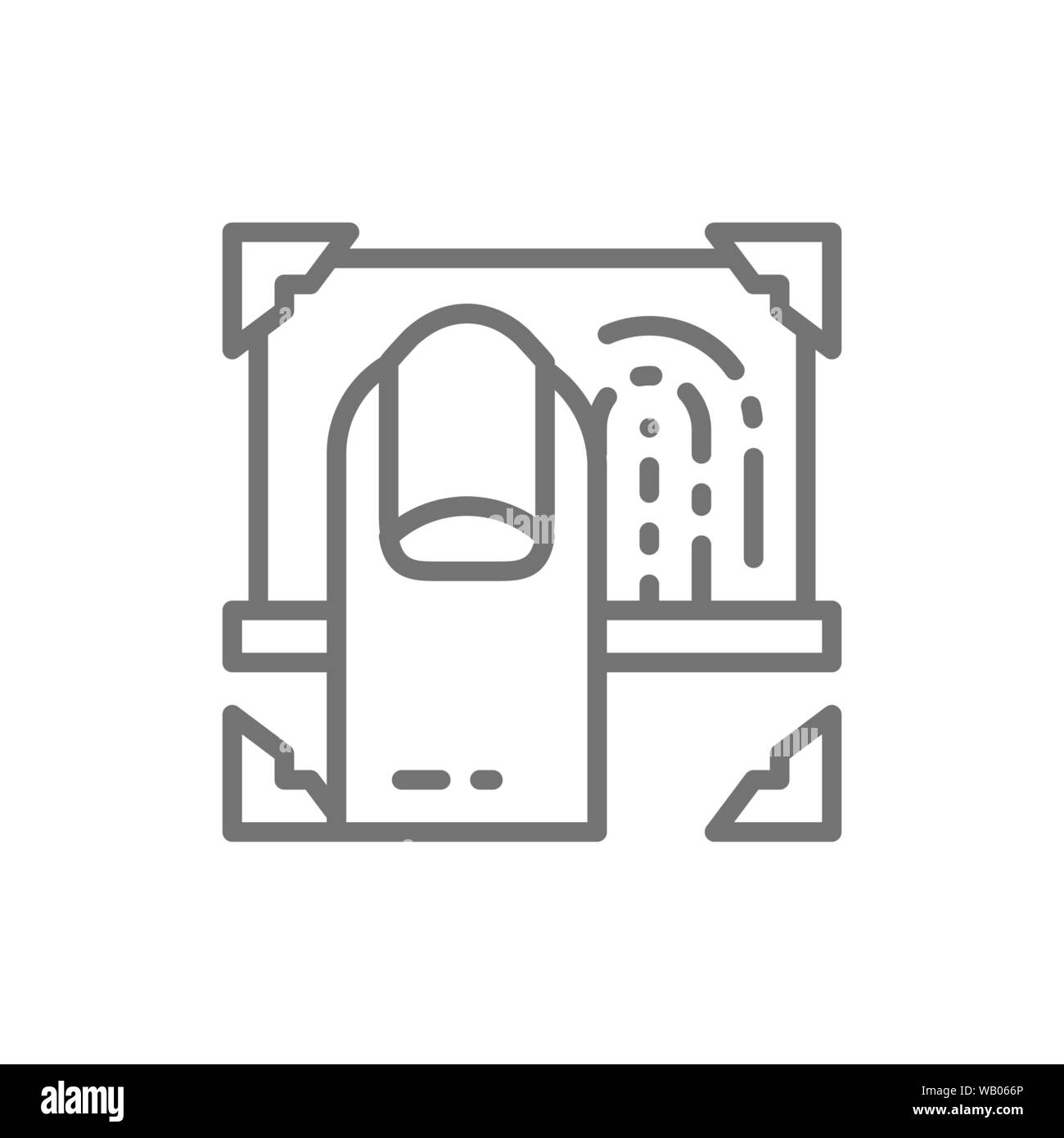 Fingerprint verification, laser scanning of fingerprint line icon Stock ...