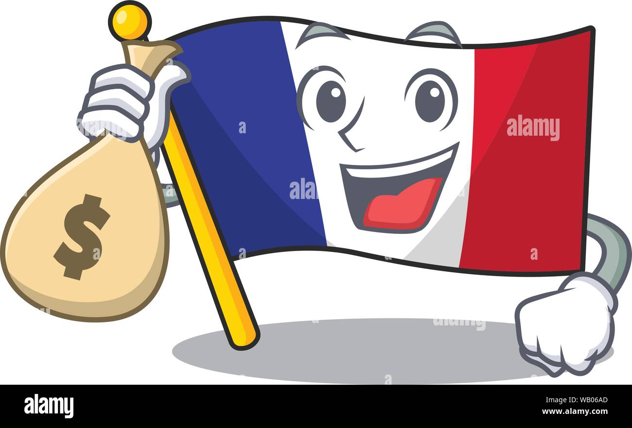 With money bag flag france fluttered on character pole Stock Vector ...