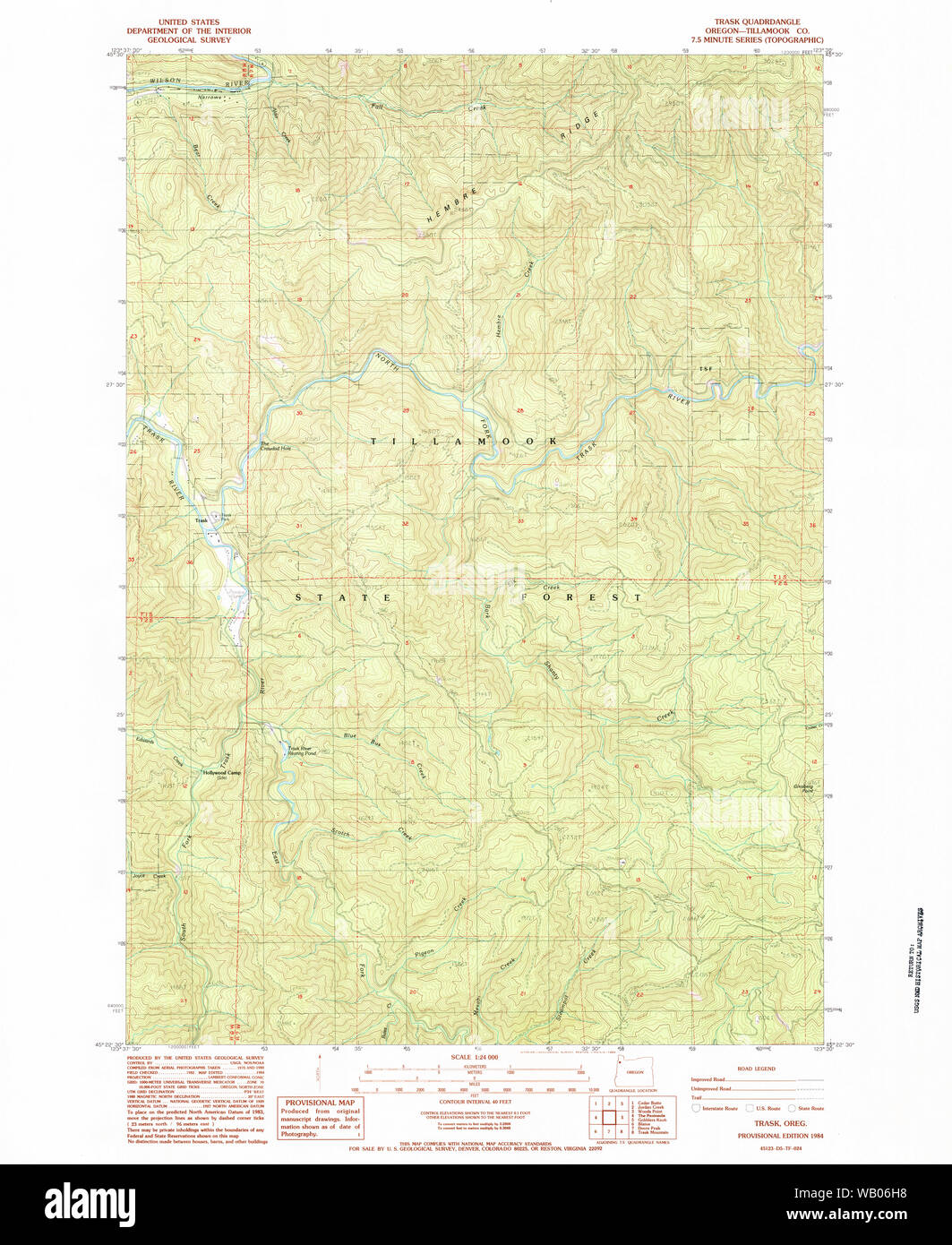 USGS Topo Map Oregon Trask 281864 1984 24000 Restoration Stock Photo ...