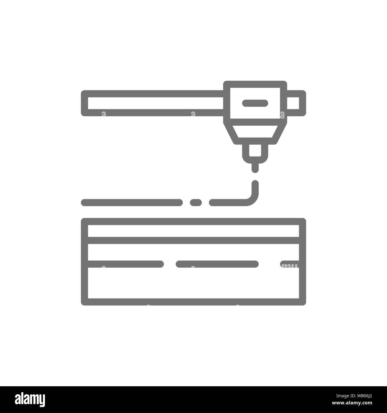 3d printing, laser metal cutting, industrial laser line icon Stock ...