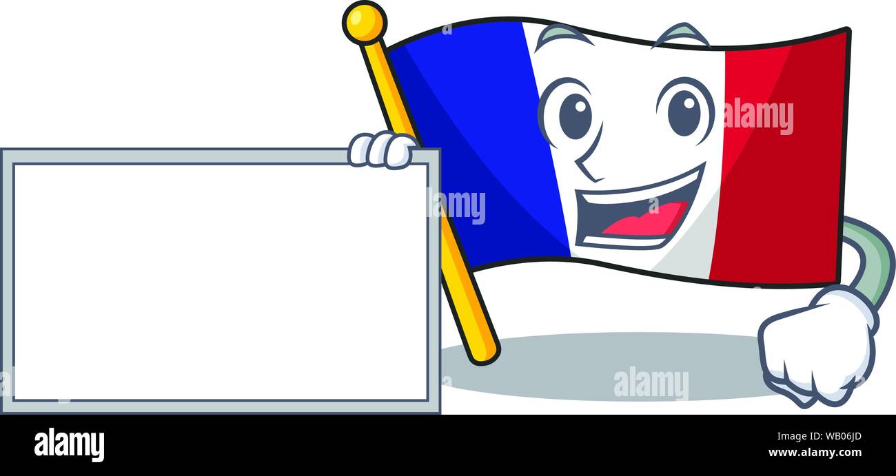 With board flag france fluttered on character pole Stock Vector Image ...